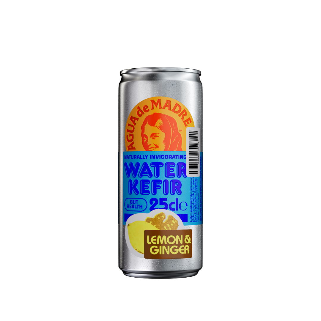 Agua De Madre Lemon & Ginger Water Kefir Can 12 x 250ml – mahalo