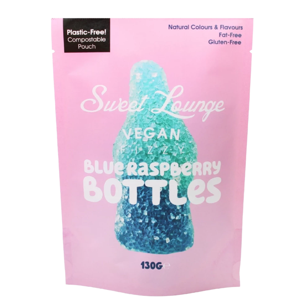 Vegan Fizzy Blue Raspberry Bottles Sharing Pouch 8 x 130g – mahalo